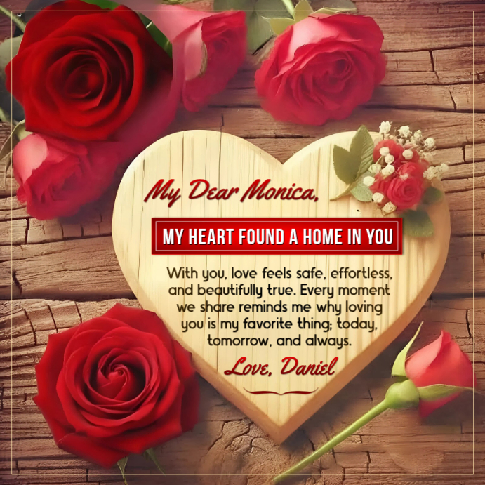 Red 3d Personalized Romantic Love Card For Valentine's Day ...