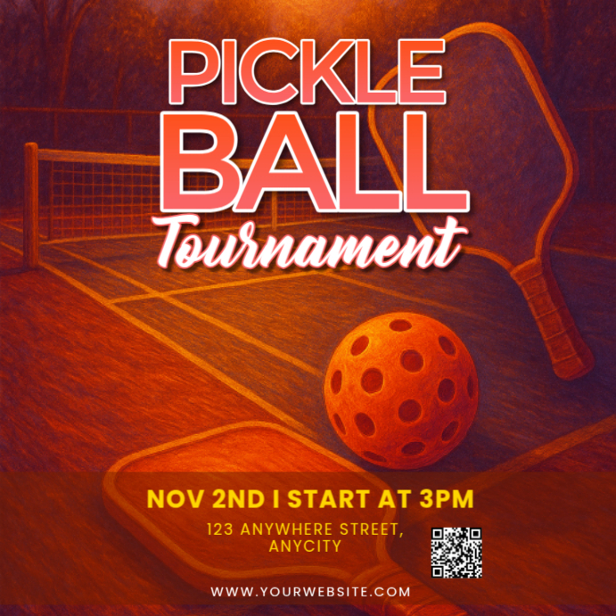 Plantilla de Red 3d Pickleball Tournament Instagram Post | PosterMyWall