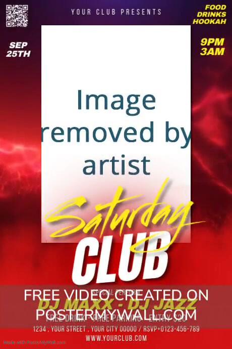 Modèle Red 3d Saturday Club Poster | PosterMyWall