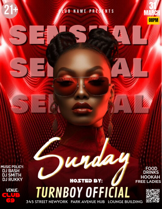 Copy of Red 3d Sensual Sunday Party Flyer (us Letter) | PosterMyWall
