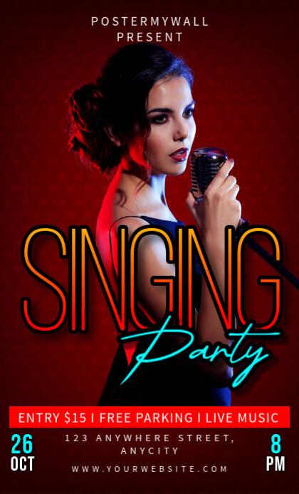 Copy of Red 3d Singing Party Legal As | PosterMyWall
