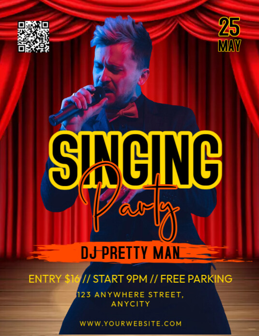 Red 3d Singing Party Pamflet (letter As) Template | PosterMyWall