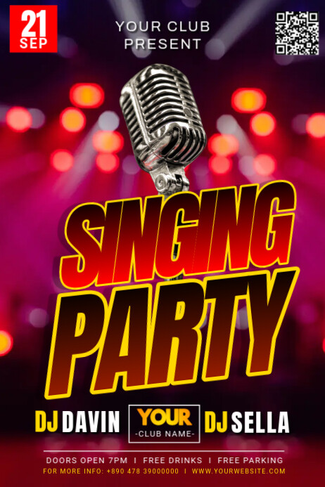 Red 3d Singing Party Poster Template | PosterMyWall