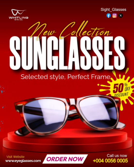 Red 3d Sunglasses Shades Sunshade Fashion Tinted Eyewear Designer ...