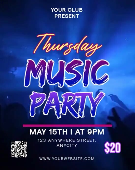 Red 3d Thursday Music Party Instagram Portrait Template | PosterMyWall