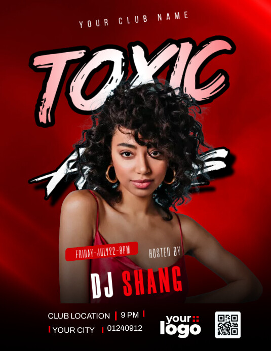 Red 3d Toxic Flyer (us Letter) Template | PosterMyWall