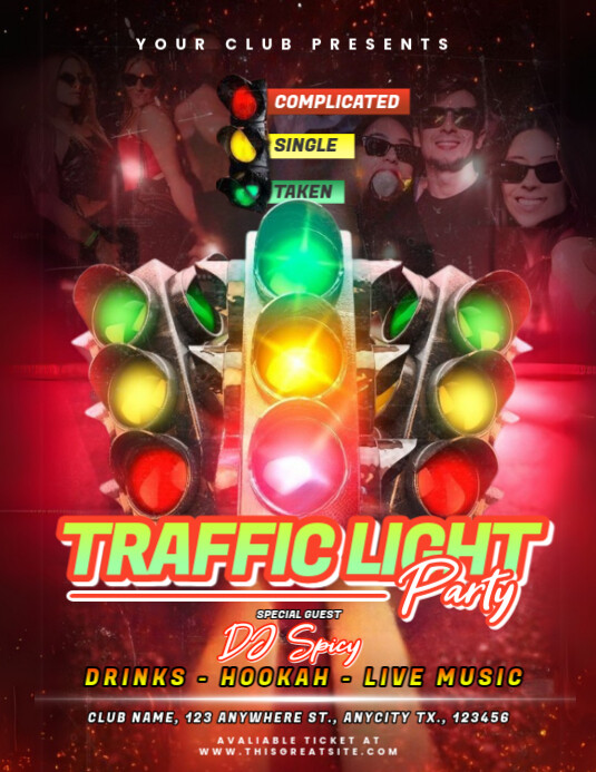 Red 3d Traffic Light Party Flyer (us Letter) Template | PosterMyWall