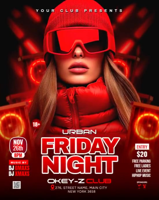 Red 3d Urban Night Party Flye Instagram Portrait Template | PosterMyWall