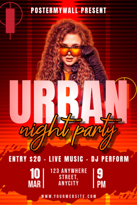 Copy of Red 3d Urban Night Party Poster | PosterMyWall