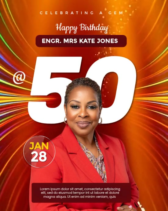 Plantilla de Red 50th Birthday Celebration Instagram Portrait Video ...