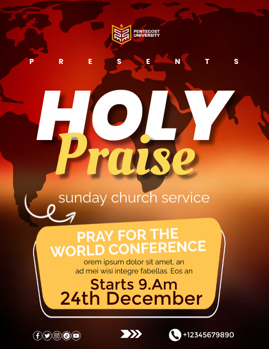 Red Abstract Church Flyer (us Letter) Template | PosterMyWall