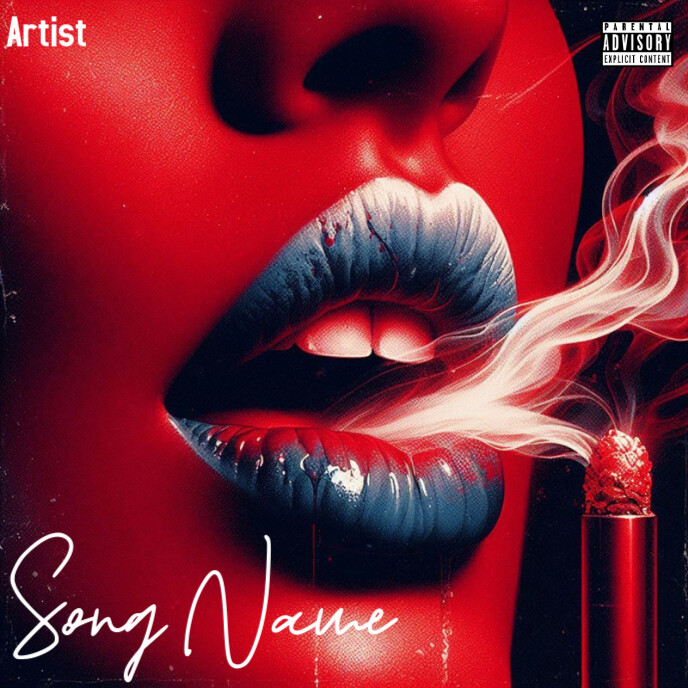 Red Album Cover Lips Album Cover Album Cover Template | PosterMyWall