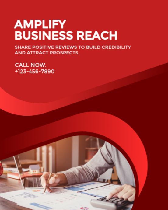 Red Amplify Business Reach Instagram Portrait Template | PosterMyWall