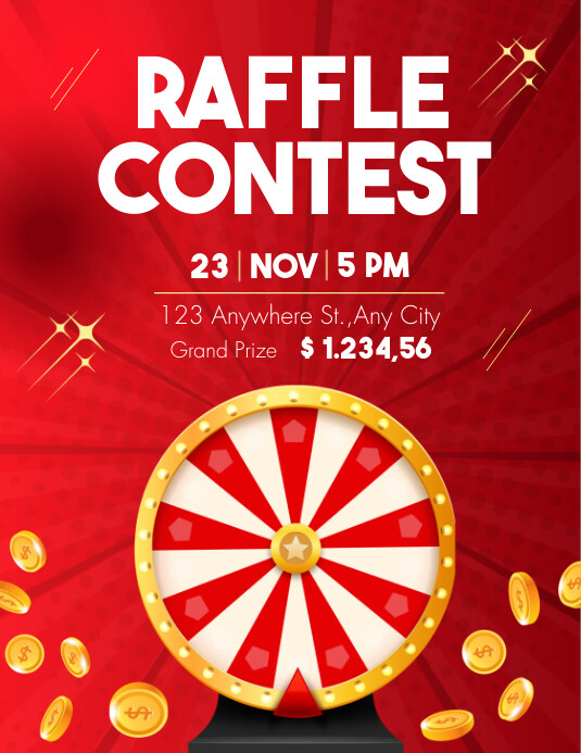 Modèle Red And Beige Colorful Raffle Contest Poster | PosterMyWall