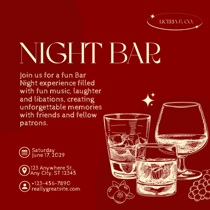 Plantilla de Red and Beige Vintage Night Bar Facebook Post | PosterMyWall