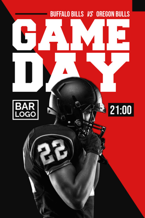 red and black football gameday poster Template | PosterMyWall