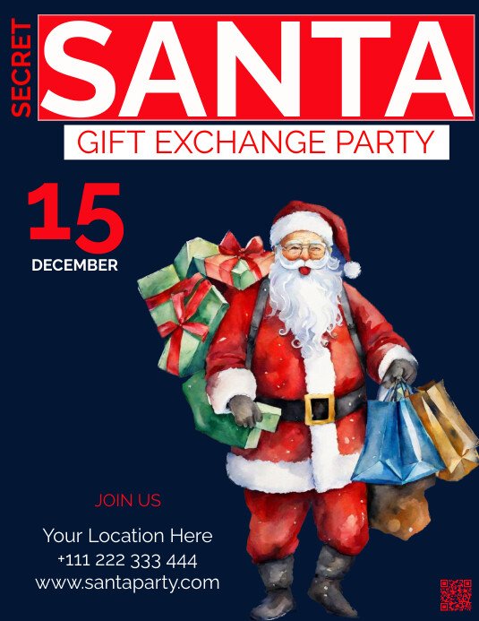 Red and Black Joyful Secret Santa Flyer (US F Template | PosterMyWall