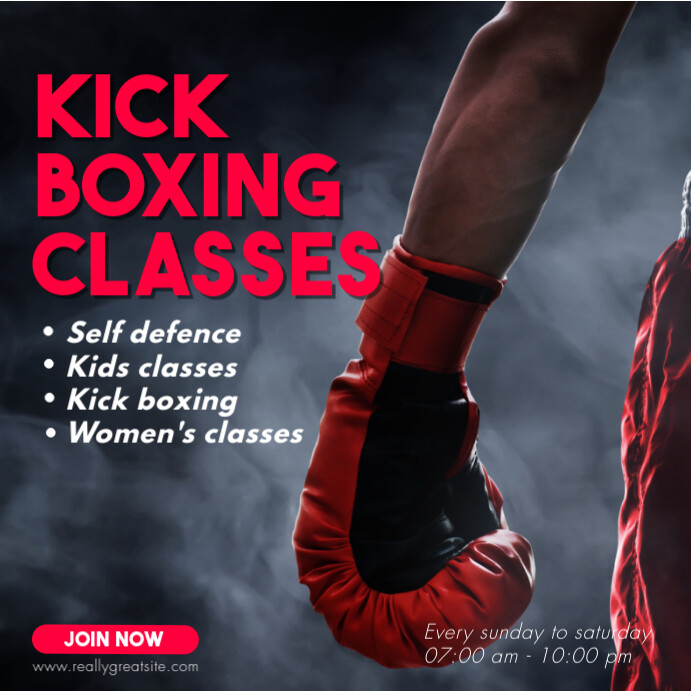 red and black kick boxing instagram post Template | PosterMyWall