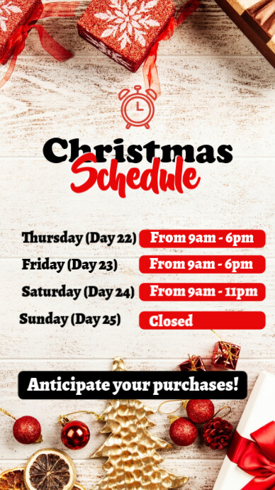 Red and Black Maximalist Christmas Schedule Instagram Story Template ...