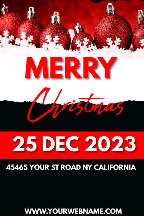red and black Merry Christmas card Template | PosterMyWall