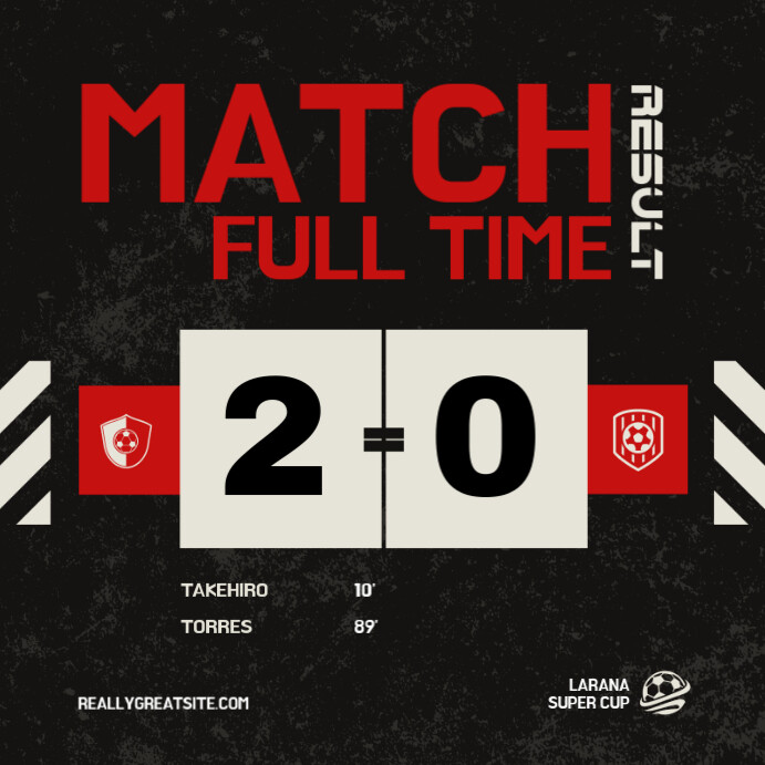 Copy of Red and Black Modern Geometric Football Match Result Instagram ...