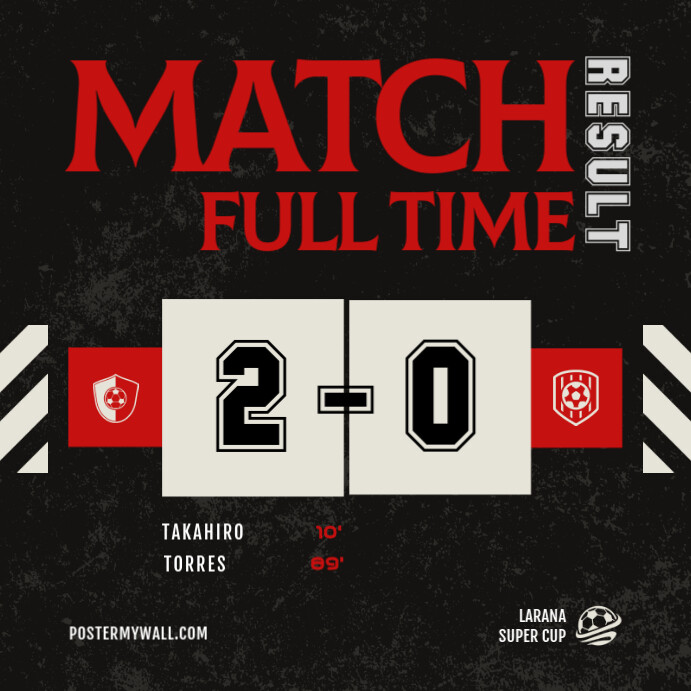 Red and Black Modern Geometric Football Match Result Instagram Post ...