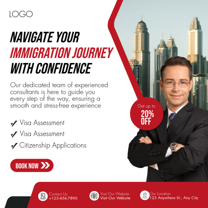 Red and Black Modern Immigration and Visa Consulting Instagram Post ...