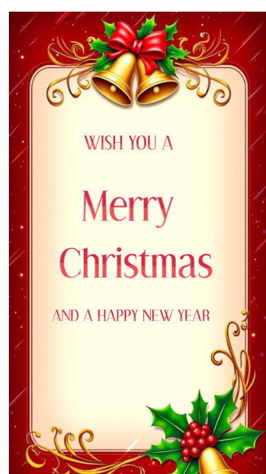 Red and cream color Christmas card and new year wish Template ...