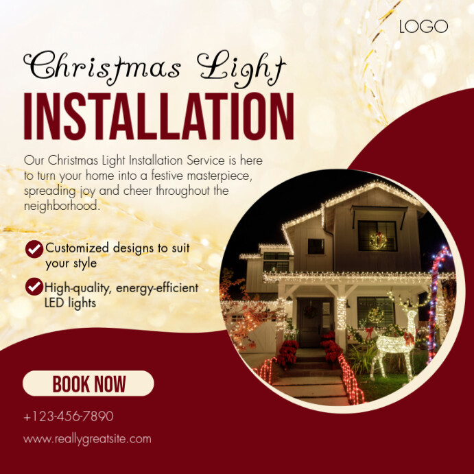 Red and Cream Modern Christmas Light Installation Instagram Post ...