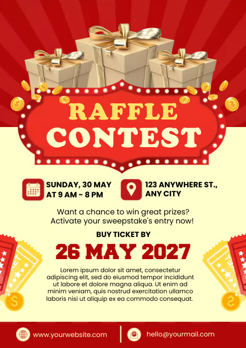 Copy of Red and Cream Modern Raffle Contest Flyer | PosterMyWall