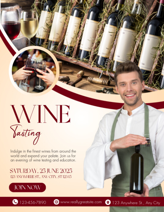 Red And Cream Modern Wine Tasting Flyer Template | PosterMyWall