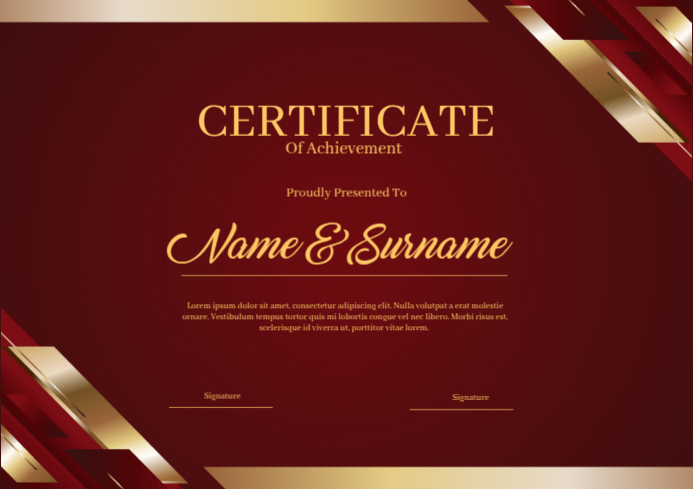 Red and Gold Elegant Best Actress Award Certificate Modelo | PosterMyWall
