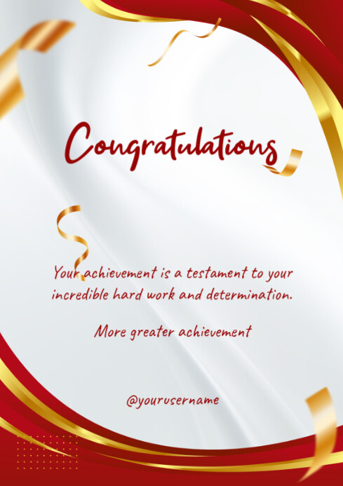 Red and Gold Gradient Modern Congratulation Card Template | PosterMyWall