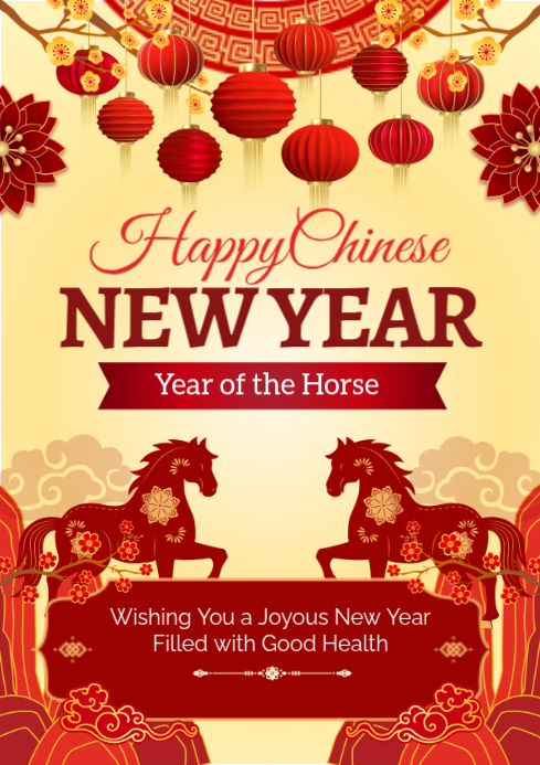 Red and Gold Illustrated Chinese New Year Flyer Template | PosterMyWall