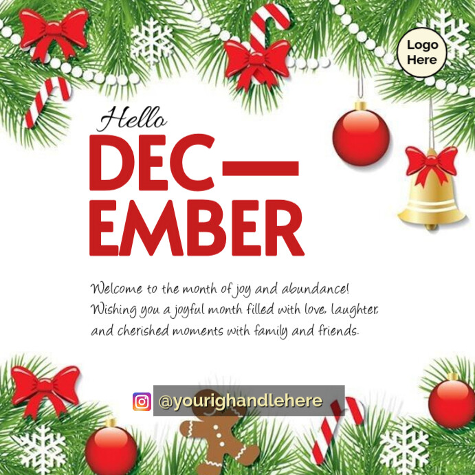 Red and Green Hello December Instagram Post Template | PosterMyWall
