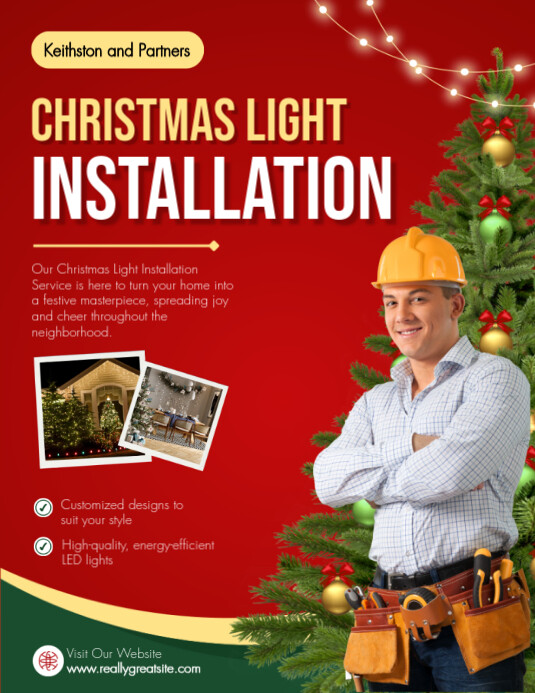 Copy of Red and Green Modern Christmas Light Installation Flyer ...