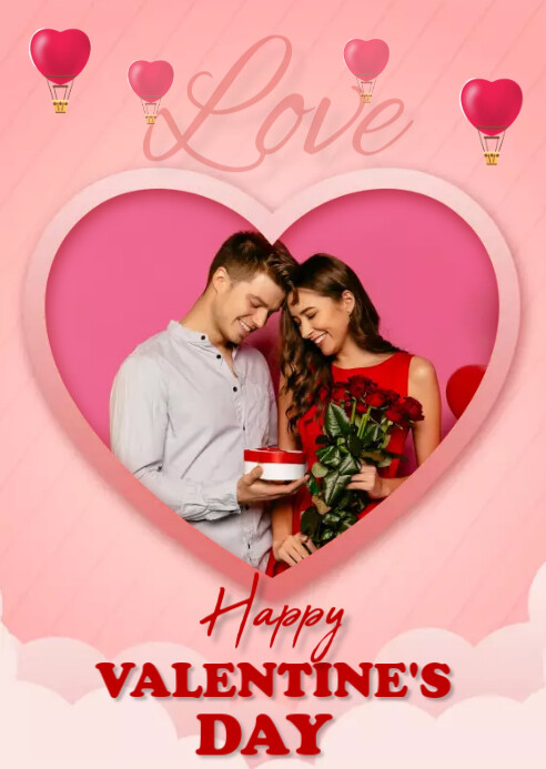 Red and Pink Valentine's day photo card Template | PosterMyWall