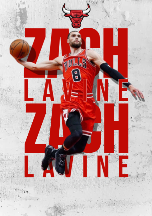 Red And White 3d Elegant Zach lavine Poster Instagram Post Template ...