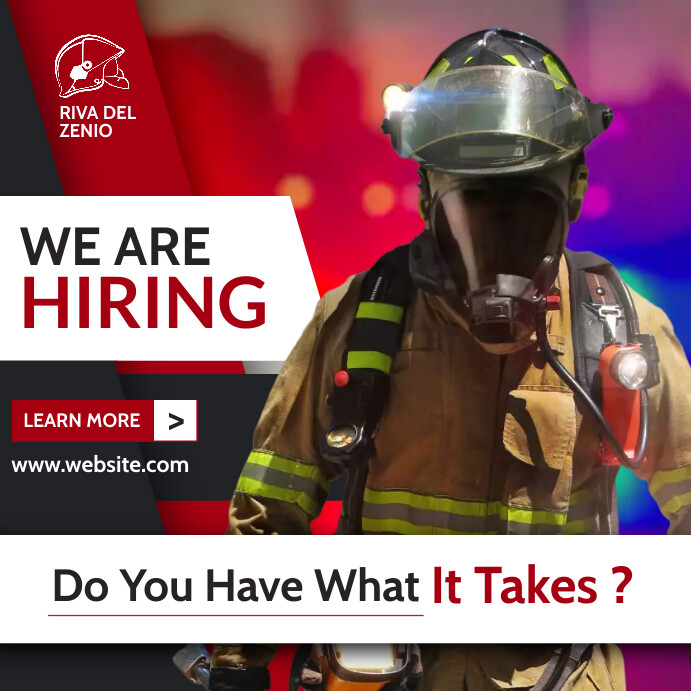 Modèle red and white bright colors firefighter stati | PosterMyWall