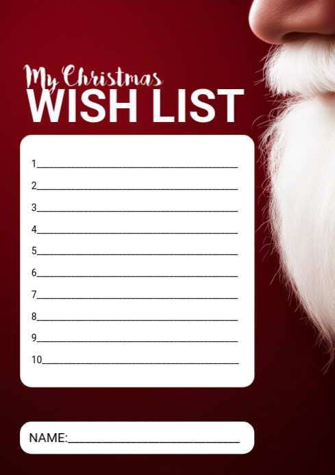 Red and White Christmas Wish List | PosterMyWall