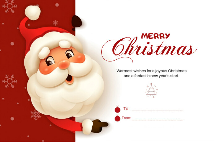 Red and White Cute Merry Christmas Card Template | PosterMyWall