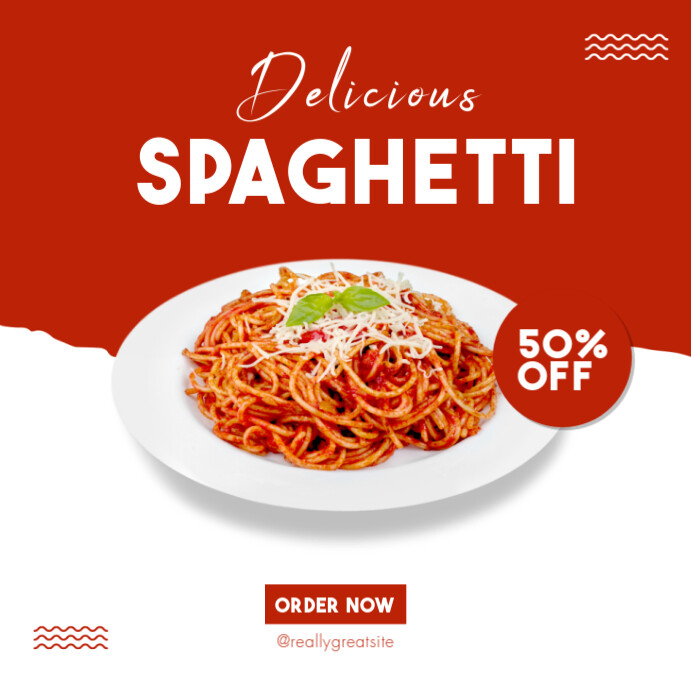 Plantilla de Red And White Delicious Spaghetti Promo Instagram Post ...