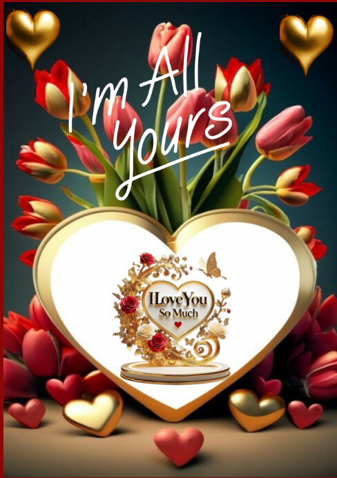 Red and white Floral Valentine greeting card A5 Template | PosterMyWall