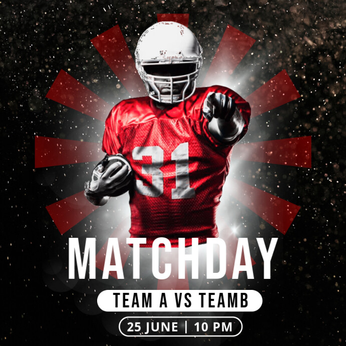 Red and White Greyscale Match Day Social Media Graphic Template ...