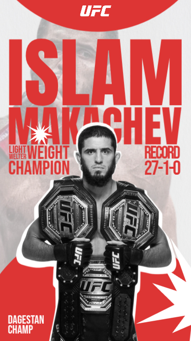Red And White Grunge Islam Makachev UFC Player Instagram Story Template ...