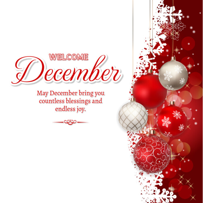 Red And White Hello December Instagram Post 2024 Template | PosterMyWall