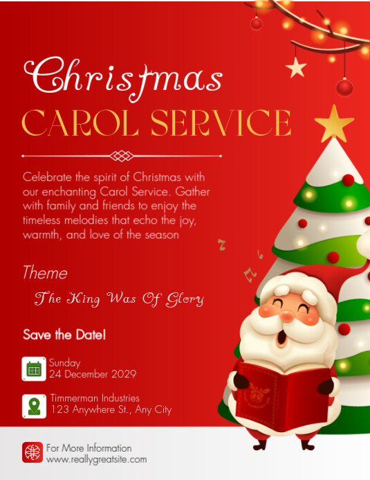Copy of Red and White Illustrated Christmas Carol Service Flyer ...