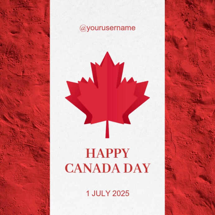 Red and White Minimalist Happy Canada Day Instagram Post Templat ...