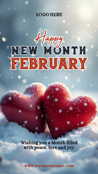 Red and White Minimalist Happy New Month February Instagram Story Template | PosterMyWall