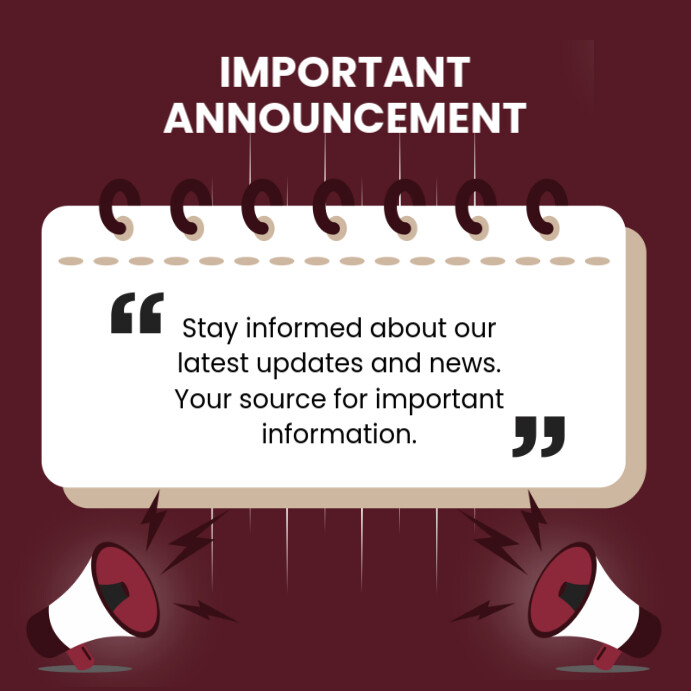 Red And White Minimalist Important Announcement Instagram Post Template ...